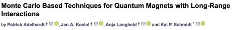 New Review Published Monte Carlo Based Techniques For Quantum Magnets