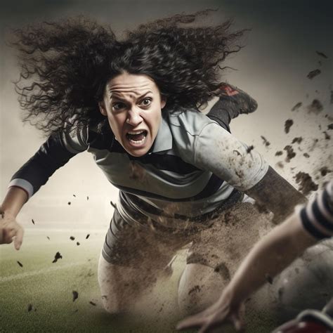 photo female soccer football player kicking ball training in action and