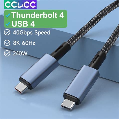 Кабель Usb Type C Кабель Thunderbolt 4 8k 60hz Type C Usb4 Pd 240 Вт