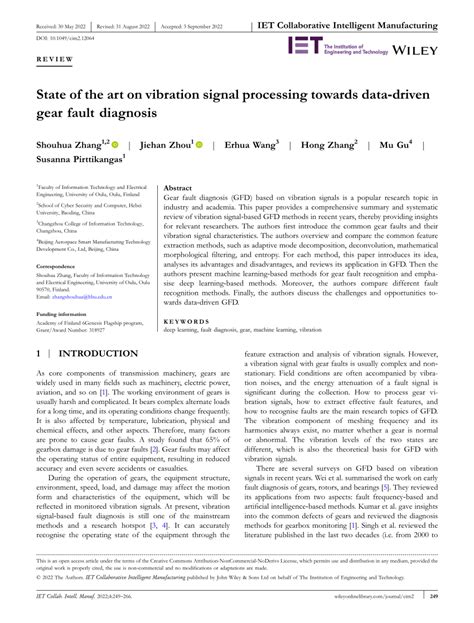 Pdf State Of The Art On Vibration Signal Processing Towards Data