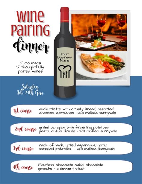 Wine Pairing Dinner Flyer Template Postermywall
