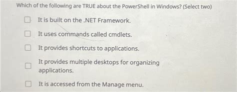 Solved Which Of The Following Are True About The Powershell