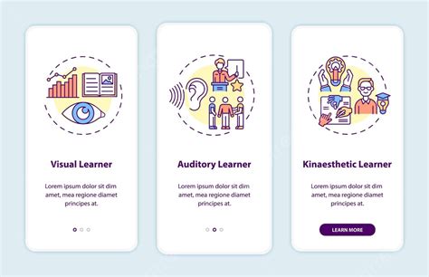 Conceptual Onboarding Mobile App Page Screen For Learning Styles Vector