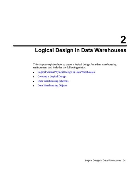 Lecture 2 Logical Design In Data Warehouse Concepts Pdf