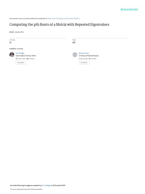 Computing The Pth Roots Of A Matrix With Repeated Pdf Matrix