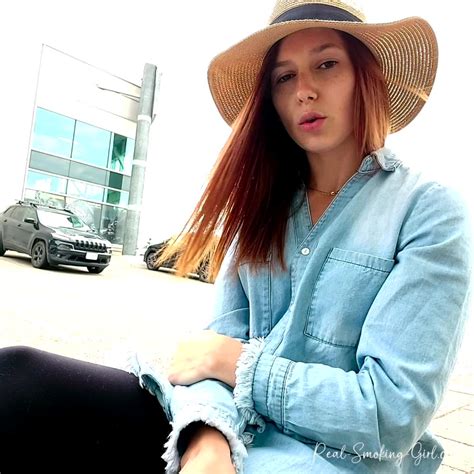 Smoking 2 In A Denim Dress And Cute Straw Hat Real Smoking