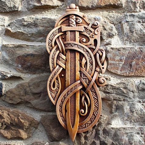 Carved Wood Viking Sword Wall Hanging Viking Home Decor Sons Of