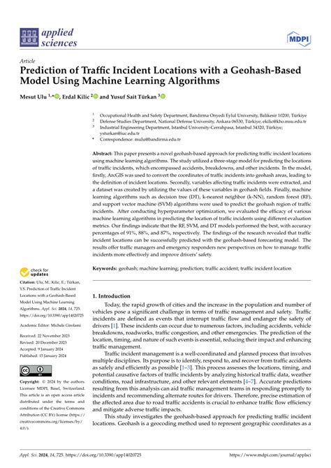 Pdf Prediction Of Traffic Incident Locations With A Geohash Based