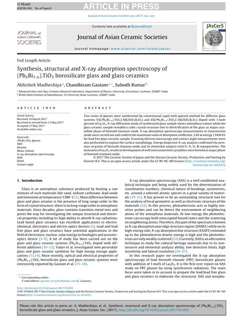 Pdf Synthesis Structural And X Ray Absorption Spectroscopy Of Pb X Bi 1 X Tio 3