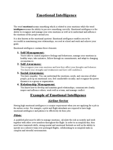 Emotional Intelligence Example Pdf Emotional Intelligence