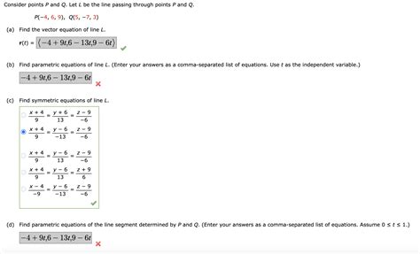 Solved Consider Points P And Q Let L Be The Line Passing Chegg Com