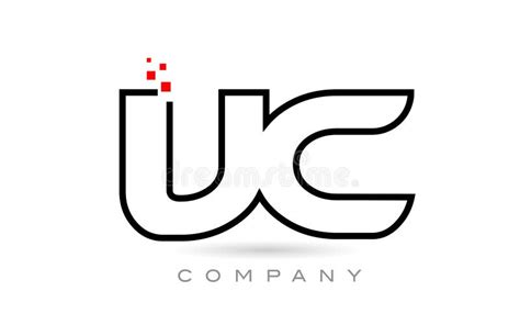 Vc Connected Alphabet Letter Logo Icon Combination Design With Dots And Red Color Creative