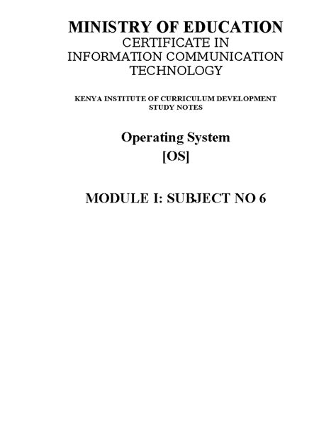 Operating Systems Ministry Of Education Certificate In Information