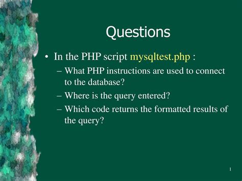 Questions In The PHP Script Mysqltest Php Ppt Download