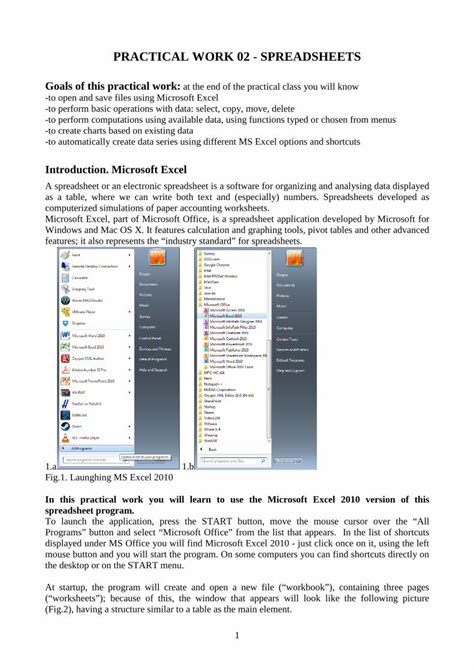 Pdf Practical Work 02 Spreadsheets Spreadsheets Ms Excel 2010pdf · Practical Work 02