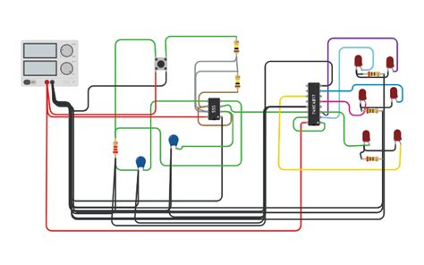 Circuit Design Unbiased Electronic Dice With Leds Tinkercad