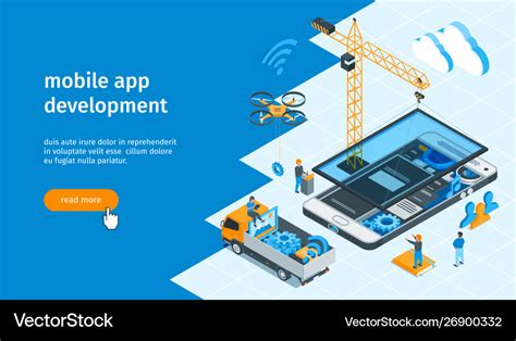 Mobile App Development Banner 02 Royalty Free Vector Image