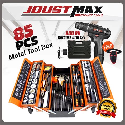 85pcs Heavy Duty Tools Box Full Set Metal Tool Box Set Tool Box Kotak