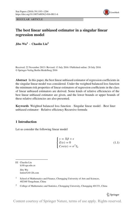 the best linear unbiased estimator in a singular linear regression model