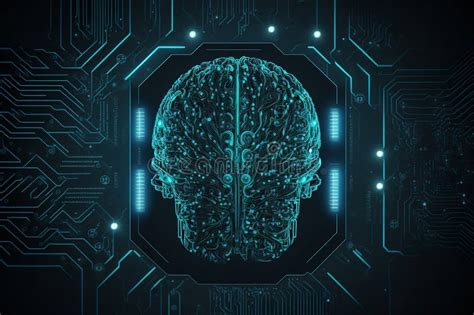 Human Brain On Technology Background Artificial Intelligence And Cyber Space Concept Image Is