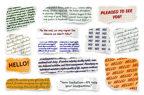 손으로 쓴 텍스트가 있는 찢어진 종이 조각 가장자리가 찢어진 사실적인 구겨진 종이 조각 공책 책 또는 오래된 신문 페이지의 조각 트렌디한 콜라주 요소 벡터 일러스트 레이 션