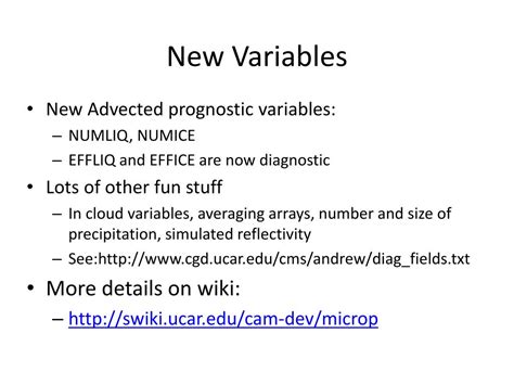 Ppt Update On The 2 Moment Stratiform Cloud Microphysics Scheme In