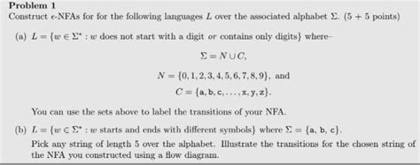 Solved Problem 1 Construct E NFAs For For The Following Chegg Com