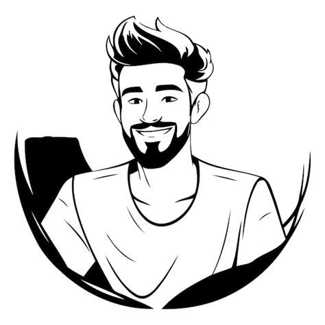 Premium Vector Handsome Man In A White Tshirt With A Beard Vector