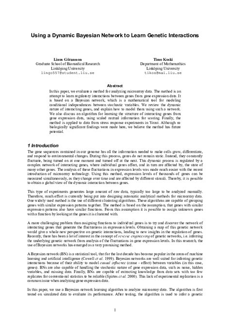 Using A Dynamic Bayesian Network To Learn Genetic Interactions