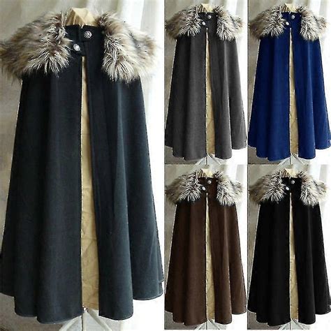 Warm Wool Cloak With Fur Collar Viking Renaissance Norse Barbarian Fur