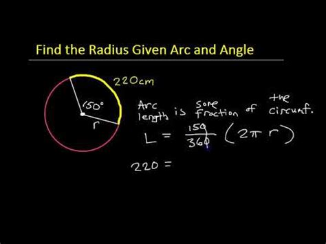 Finding The Radius Given The Arc Length And Central Angle YouTube