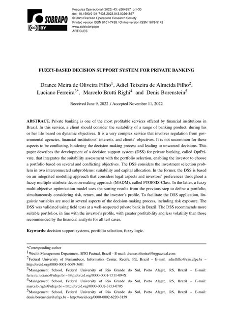pdf fuzzy based decision support system for private banking
