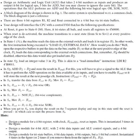 Design An Arithmetic And Logic Unit ALU That Chegg