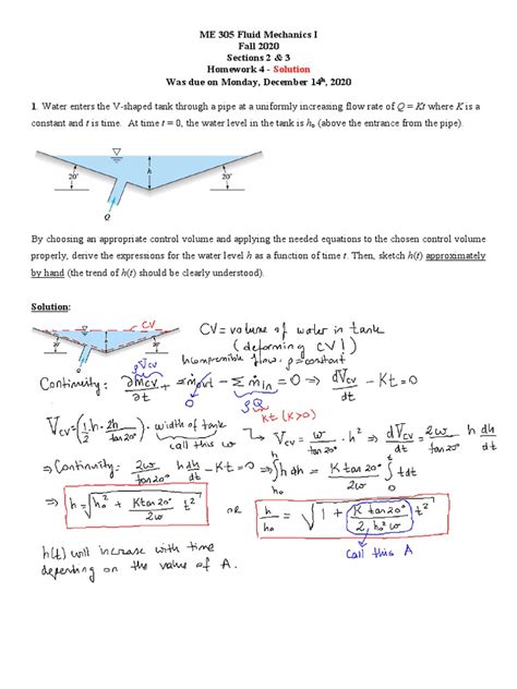 Homework 04 Solution Pdf Fluid Dynamics Flow Measurement