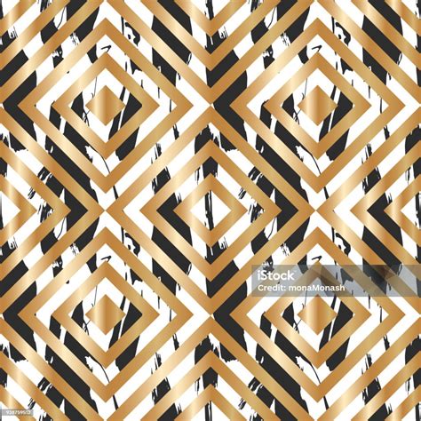 창의적인 기하학적 텍스처와 완벽 한 패턴입니다 흰색 바탕에 스프레이 페인트의 벡터 그림입니다 잉크 얼룩 골드와 블랙 색상 0명에 대한 스톡 벡터 아트 및 기타 이미지