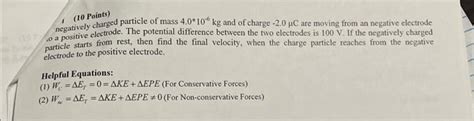 Solved Points Negatively Charged Particle Of Mass Chegg