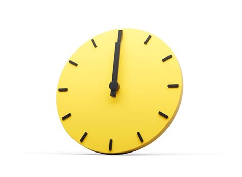 Premium Photo 3d Simple Yellow Round Wall Clock 12 O39clock Twelve O39clock On White