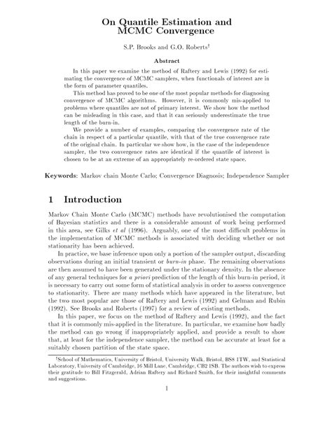Pdf On Quantile Estimation And Mcmc Convergence