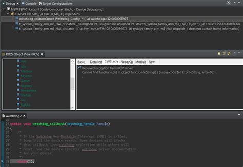 Ccsmsp432p401r Ti Rtos Call Stack Not Working On Watchdog Timeout