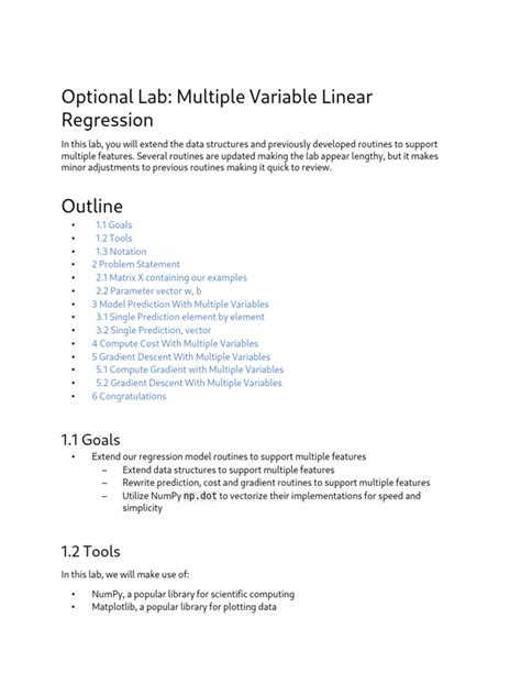 C1 W2 Lab02 Multiple Variable Soln Pdf Linear Regression