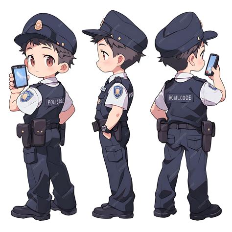 Colorful Male Police Officer Chibi Kawaii Security Guard Uniform Fash Anime Character