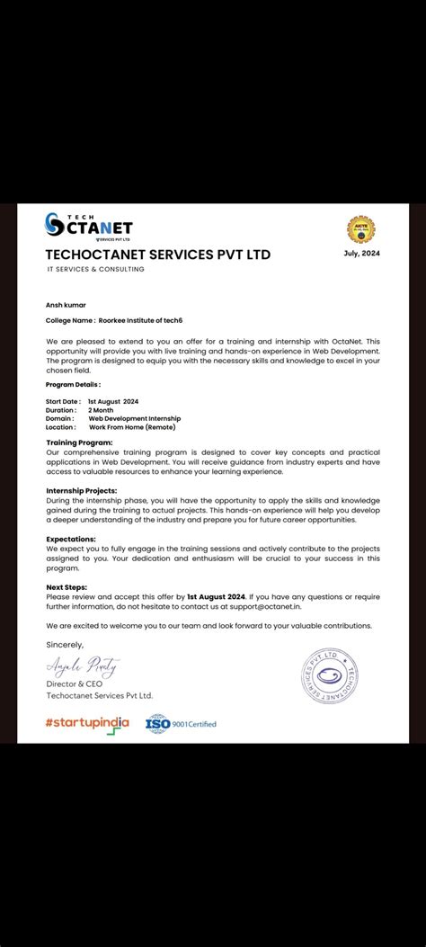 Ansh Kumar On Linkedin Webdevelopment Internship Techjourney