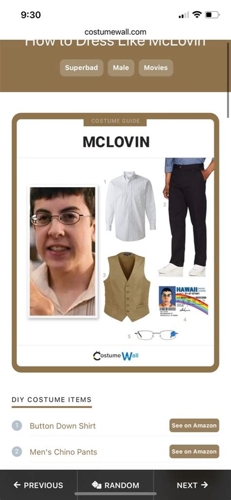 Mclovin Costume Disfraz