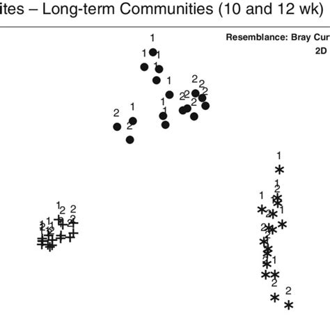 Non Metric Multidimensional Scaling Plot Using Bray Curtis Similarities