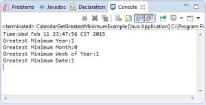 Java Calendar GetGreatestMinimum Int Field Method Example