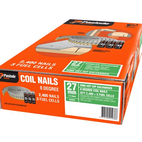 Paslode 27 X 25mm Impulse Hot Dipped Galvanised Coil Nails 2400 Box