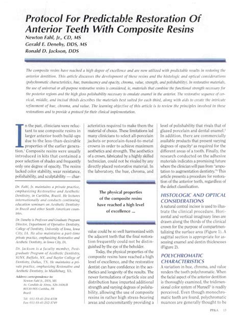 Protocol For Predictable Restoration Of Anterior Teeth With Composite Resins Pdf