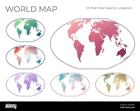 Low Poly World Map Set Mcbryde Thomas Flat Polar Quartic Pseudocylindrical Equal Area