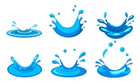 평평한 스타일의 스플래시 워터 컬렉션 손으로 그린 터 아트 프리미엄 벡터