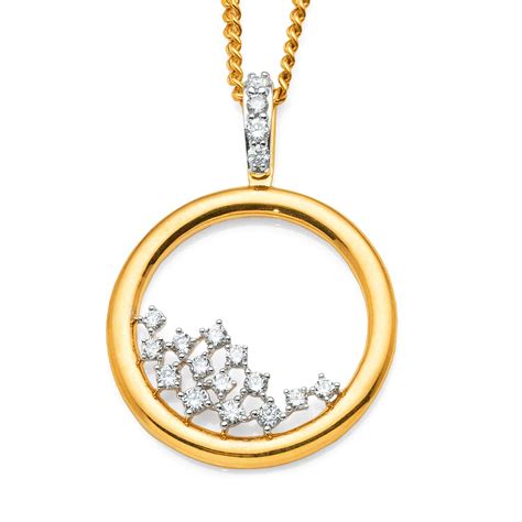 9ct Yellow Gold Diamond Open Circle Pendant Tdw 025ct